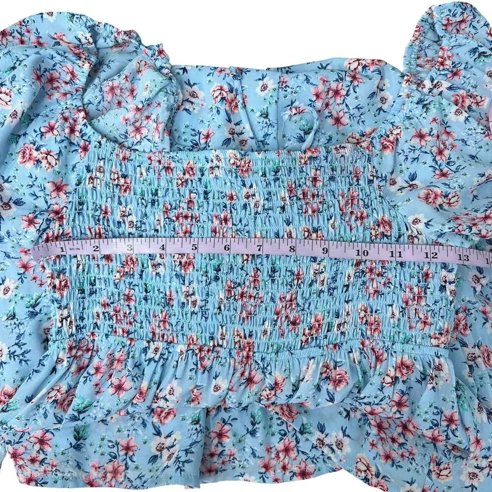 Pie In The Sky | Dresses | Pie In The Sky Smocked Lace Up Puff Sleeve ...
